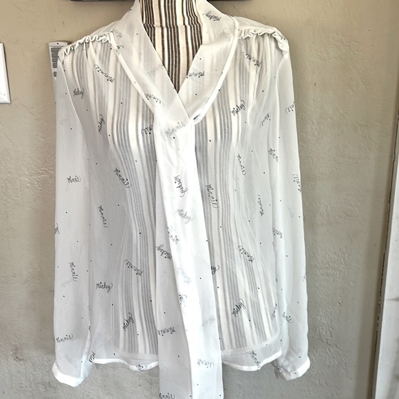 Disney | Tops | Minnie Mickey Disney Sheer White Top | Poshmark